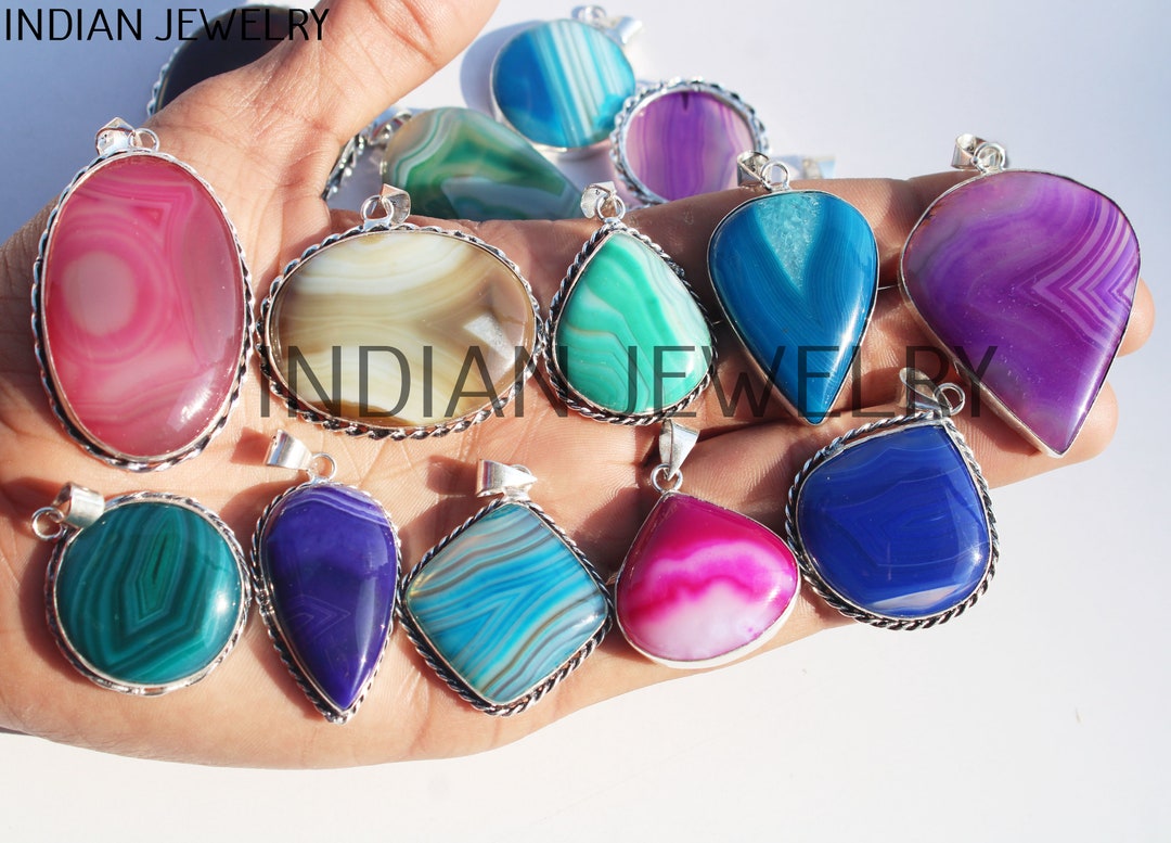 Natural Lace Onyx Gemstone Pendant / Ethnic Healing Designer Gemstone ...
