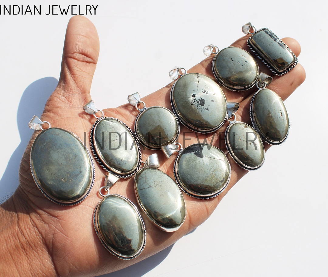 Natural Pyrite Gemstone Pendants / Pyrite Ethnic Healing Designer ...
