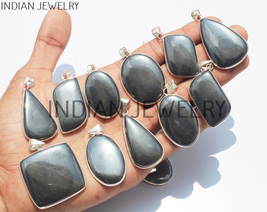 Natural Gun Metal Hematite Gemstone Pendant / Wholesale Lot / 925 ...