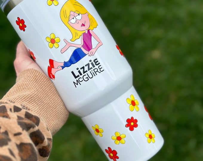 Retro Lizzy Mcguire UV DTF Full Wrap on a Blue 40 Oz Stanley Dupe ...