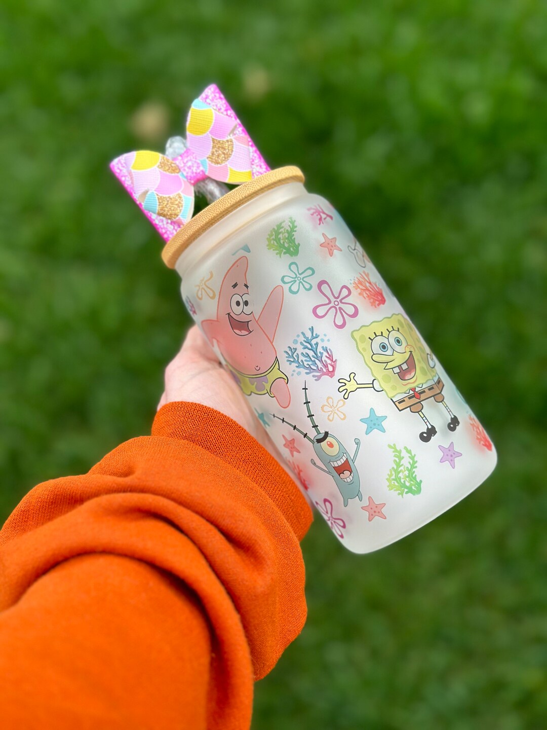 Sponge Guy and Friends Frosted Sublimation Glass Libby Can custom ...