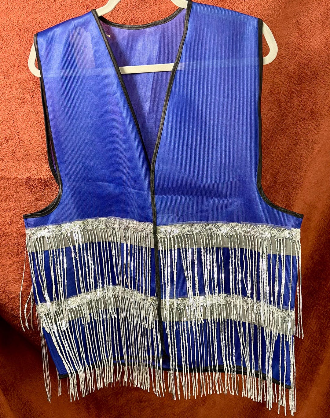 Blue Safety Vest With Rhinestone Tassels. School Vest, Crossing Guard ...