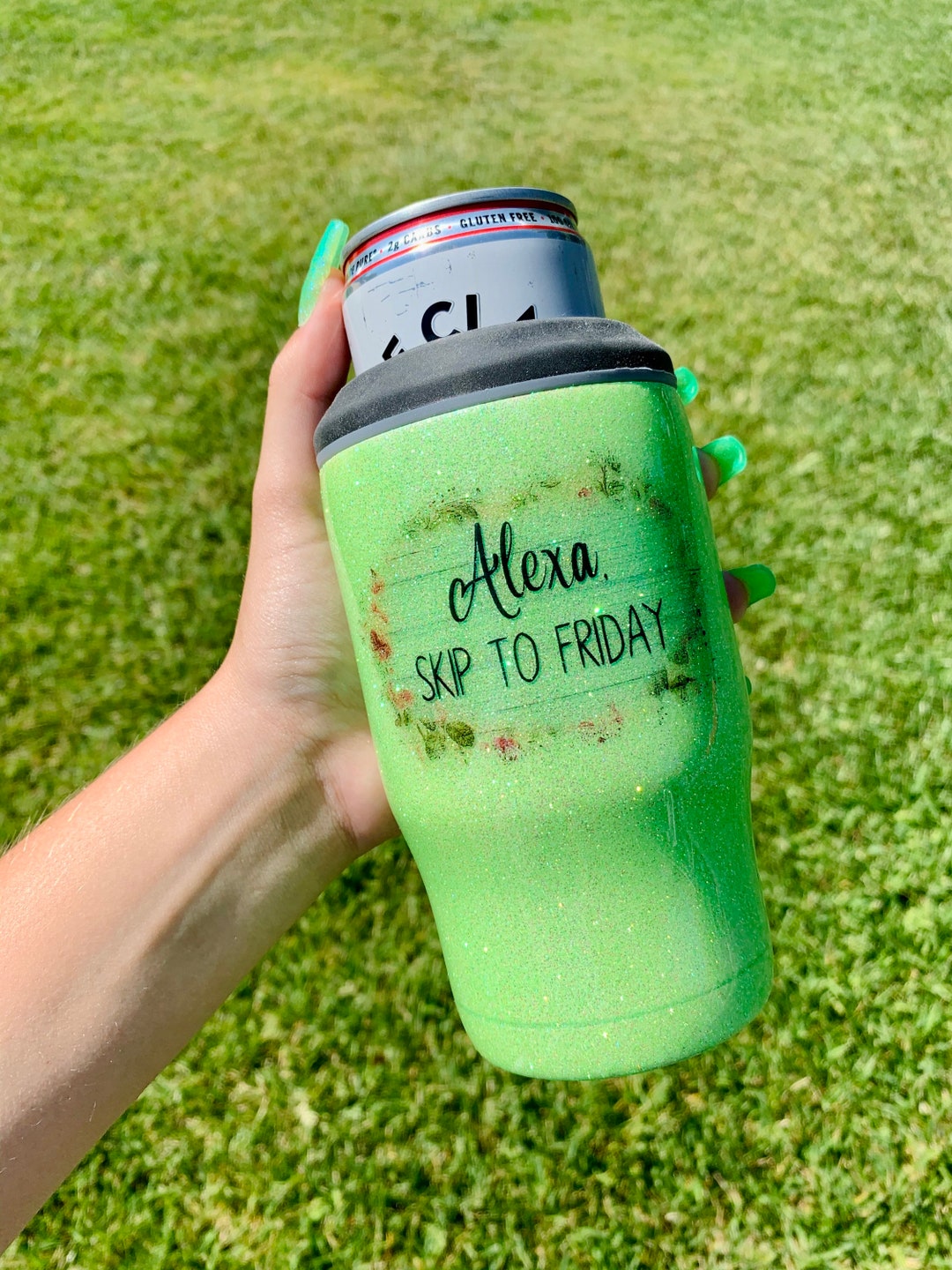 Neon Green Can and Bottle Koozie Alexia Skip to Friday - Etsy
