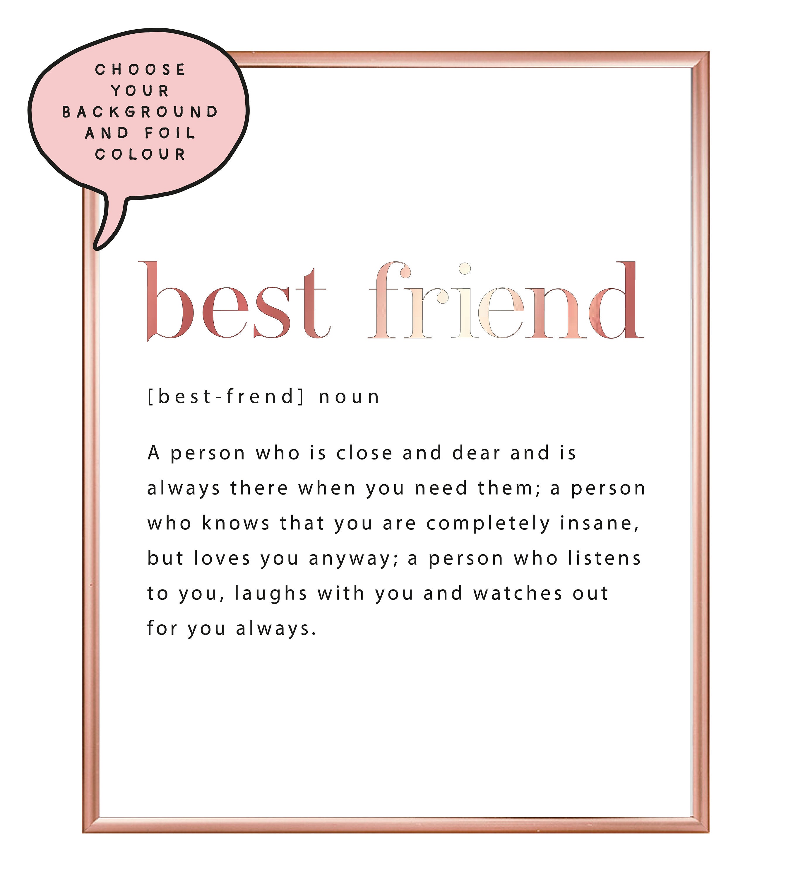 A4 /A3 Best Friend Dictionary Definition Foil Print Funny | Etsy