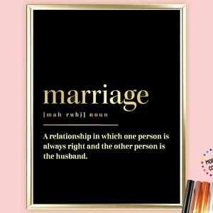 A4 /A3 Marriage Dictionary Definition Foil Print Funny Wall - Etsy