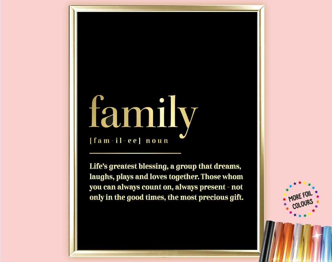 A4 /A3 Family Dictionary Definition Foil Print Funny Wall - Etsy
