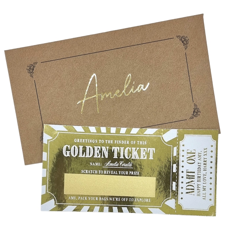 Gold Foil Scratch Reveal Ticket, Surprise Event Gift - Etsy