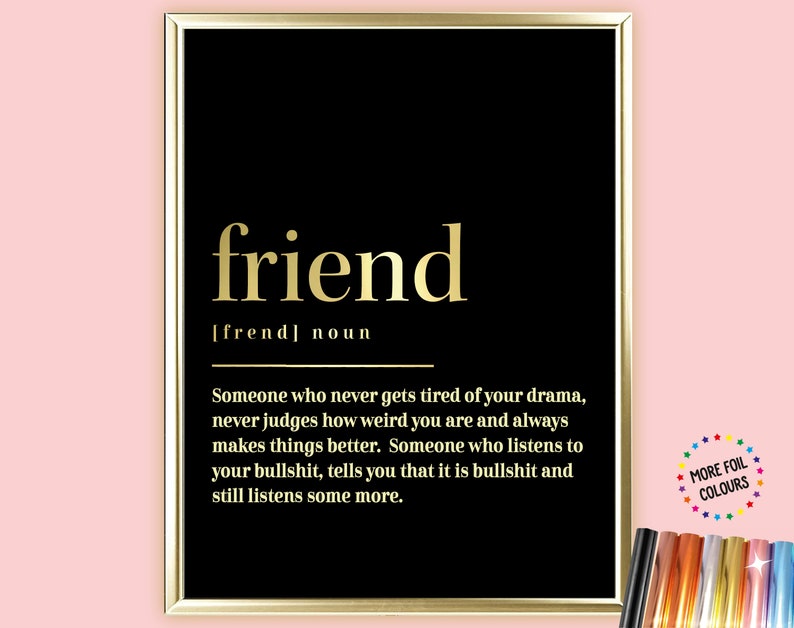 A4 /A3 Friend Dictionary Definition Foil Print Funny Wall - Etsy
