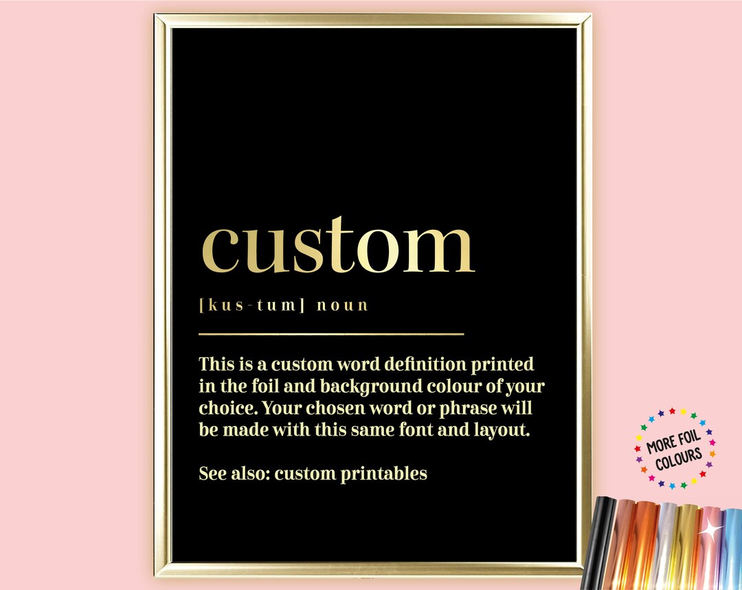 Custom Definition Foil Print, Personalized Word Art - Etsy