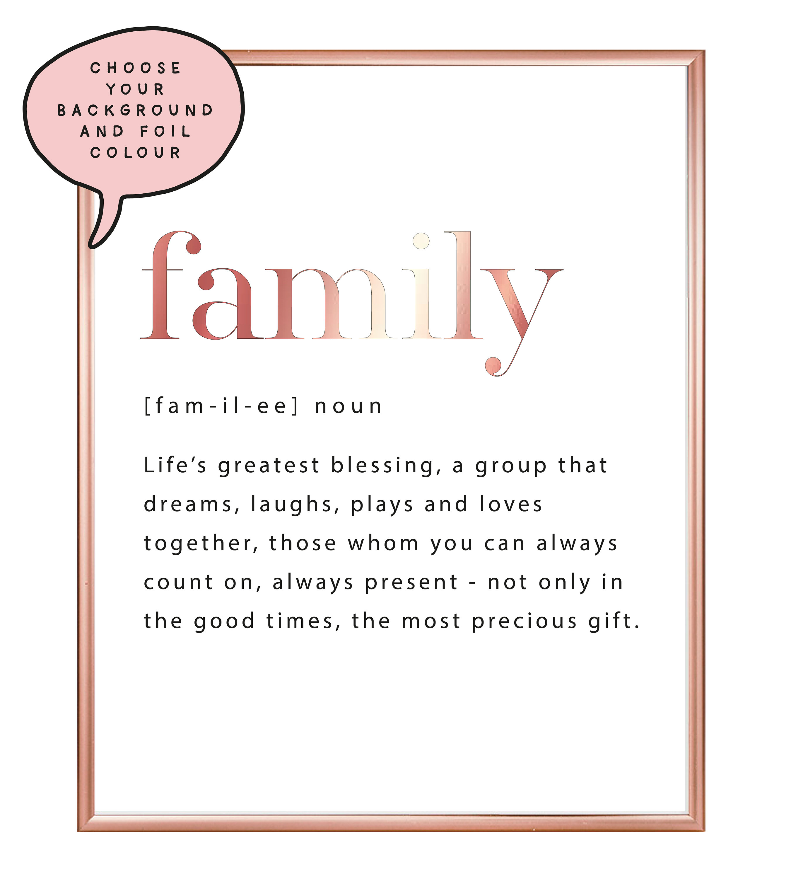 A4 /A3 Family Dictionary Definition Foil Print Funny Wall | Etsy