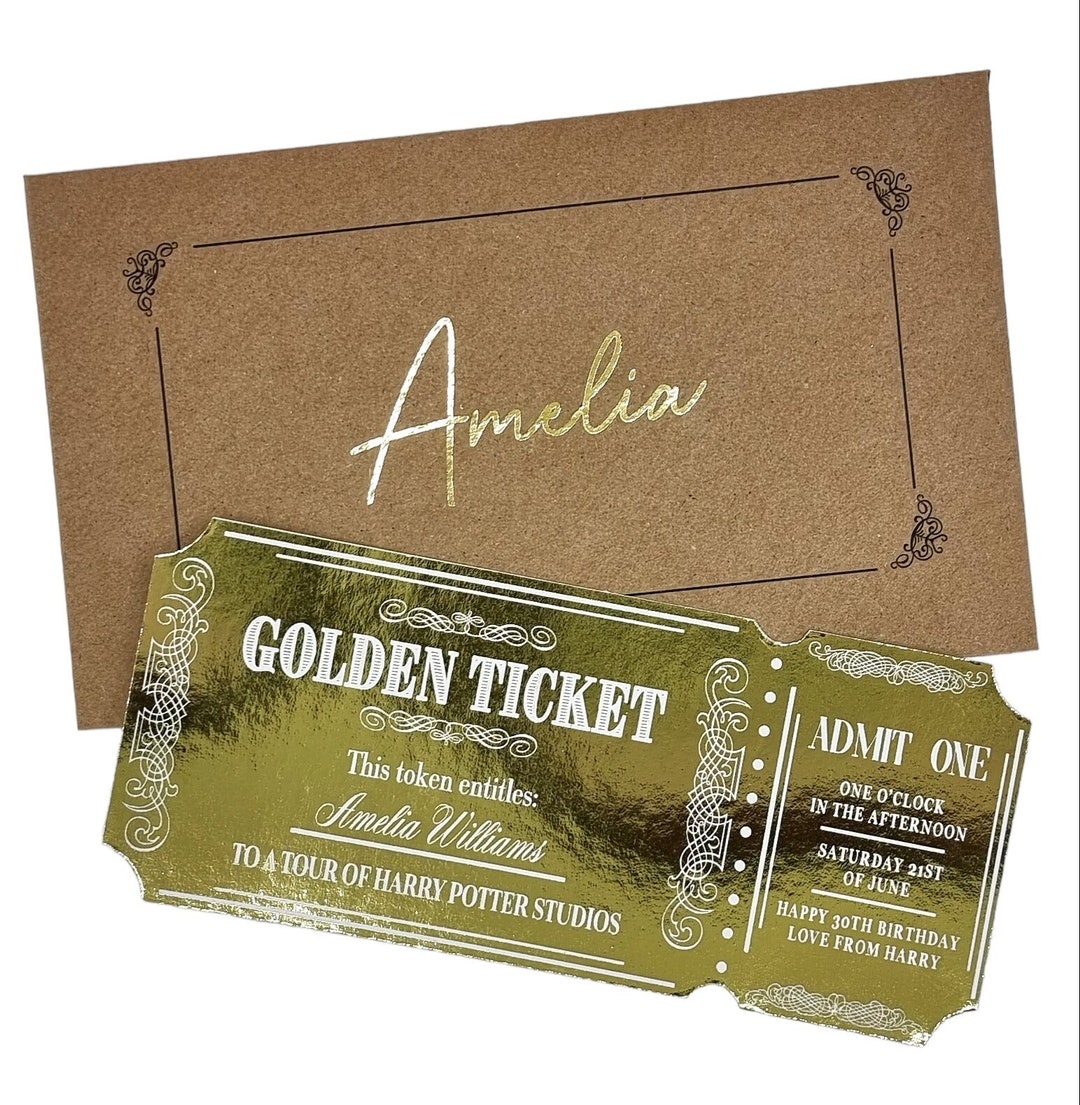 Gold Foil Event Ticket, Golden Ticket Surprise Announcement, Custom ...