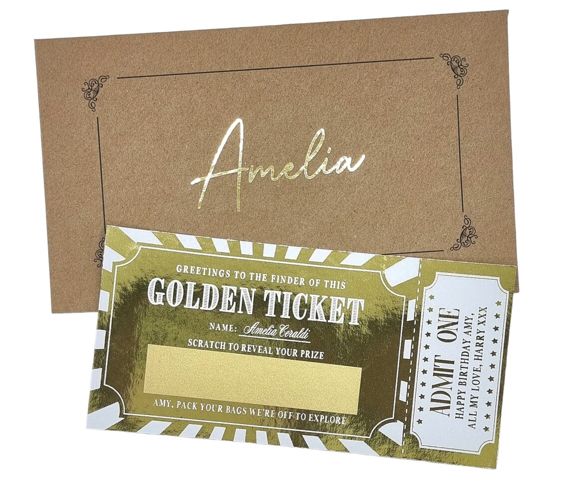 Gold Foil Scratch Reveal Ticket, Surprise Event Gift - Etsy