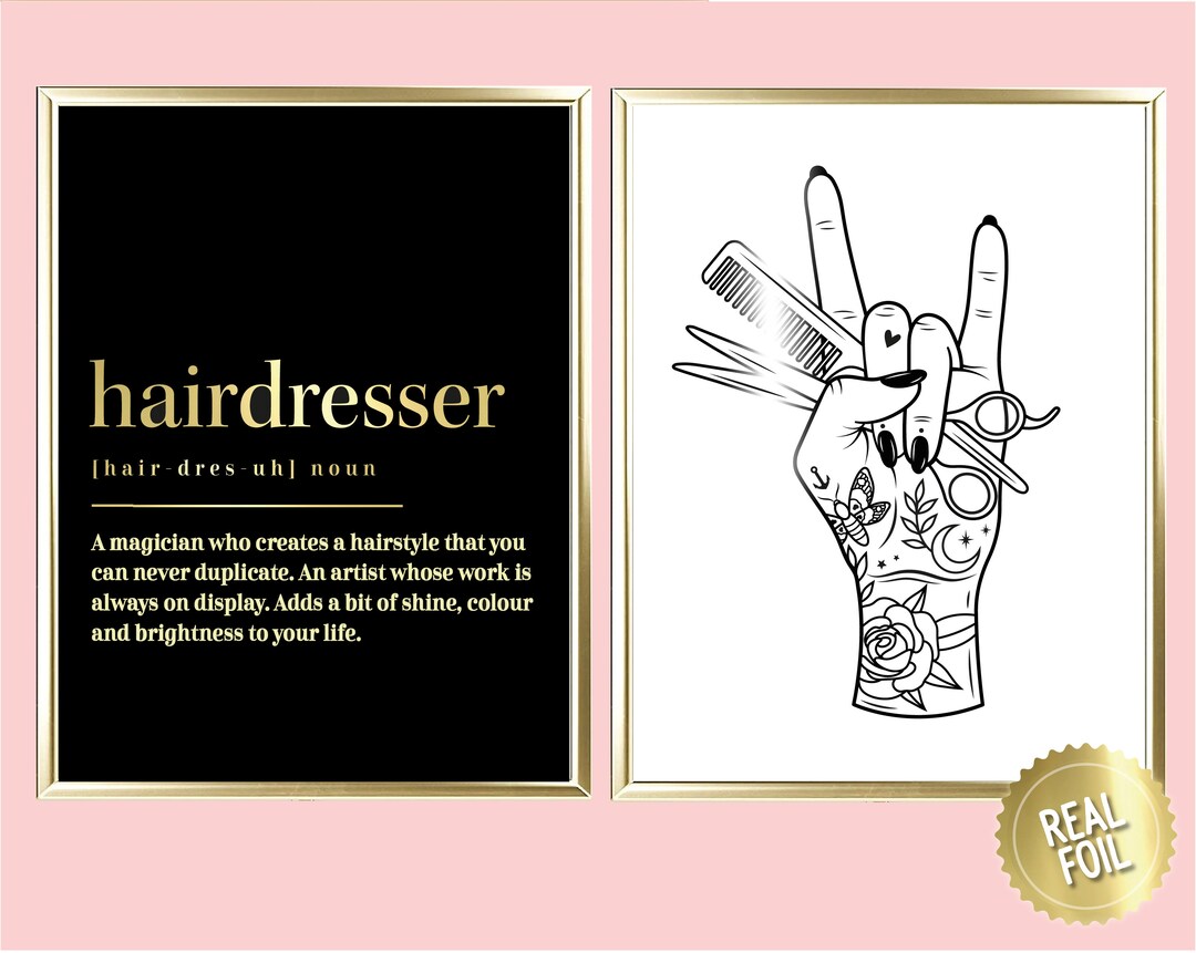 A4/A3 Set of 2 Hairdresser Dictionary Definition Foil Prints ...