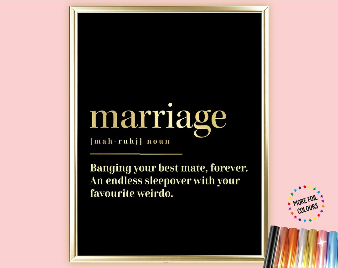A4 /A3 Marriage Dictionary Definition Foil Print Funny Wall - Etsy