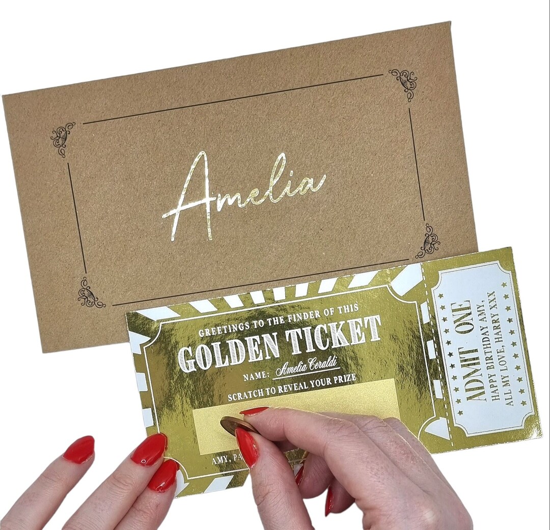 Gold Foil Scratch Reveal Ticket, Surprise Event Gift - Etsy