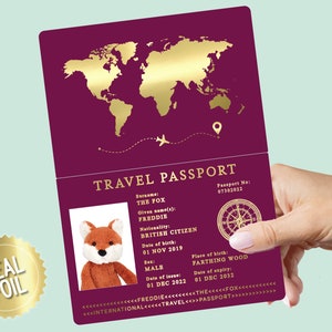 Real Foil Teddy Bear Passport Personalised With Name and Picture ...