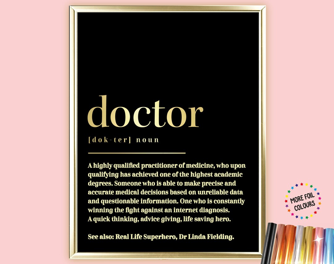 A4/A3 Doctor Definition Foil Print, Personalised Doctor Gift, Gift for ...