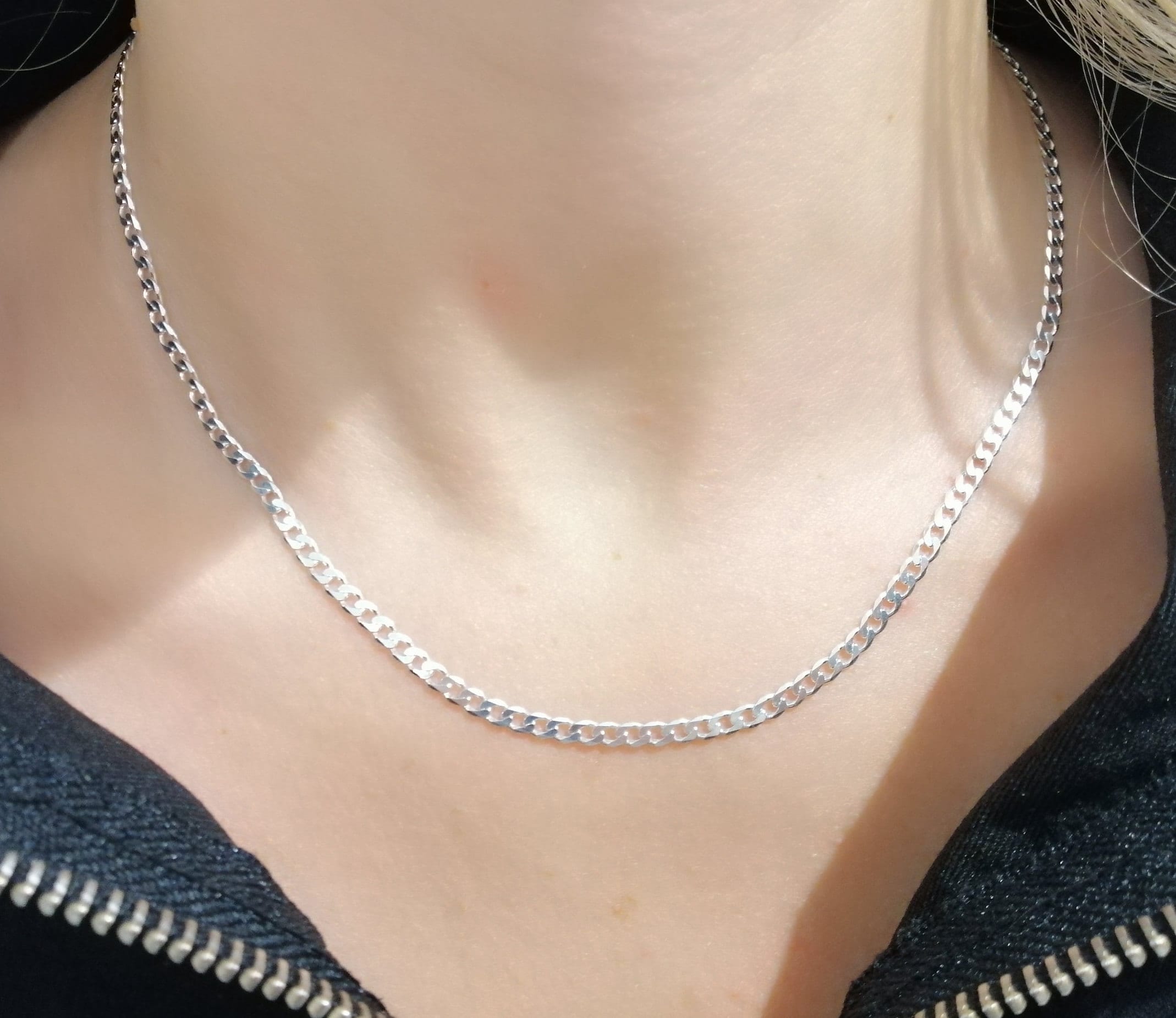 3mm Solid 925 Sterling Silver Curb Chain Necklaces Bracelets Italian ...