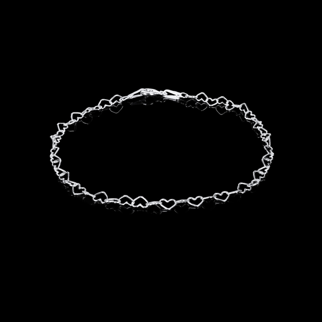 Heart CHAIN NEW!! Genuine 925 Sterling Silver 3mm Heart Link Chain ...