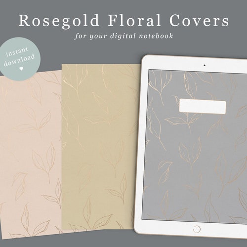 Floral Digital Notebook Cover Rose Gold Foil 6 Colours - Etsy