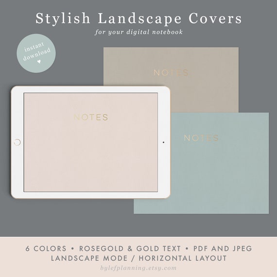 Digital Notebook Cover in 6 Colours Landscape Goodnotes | Etsy