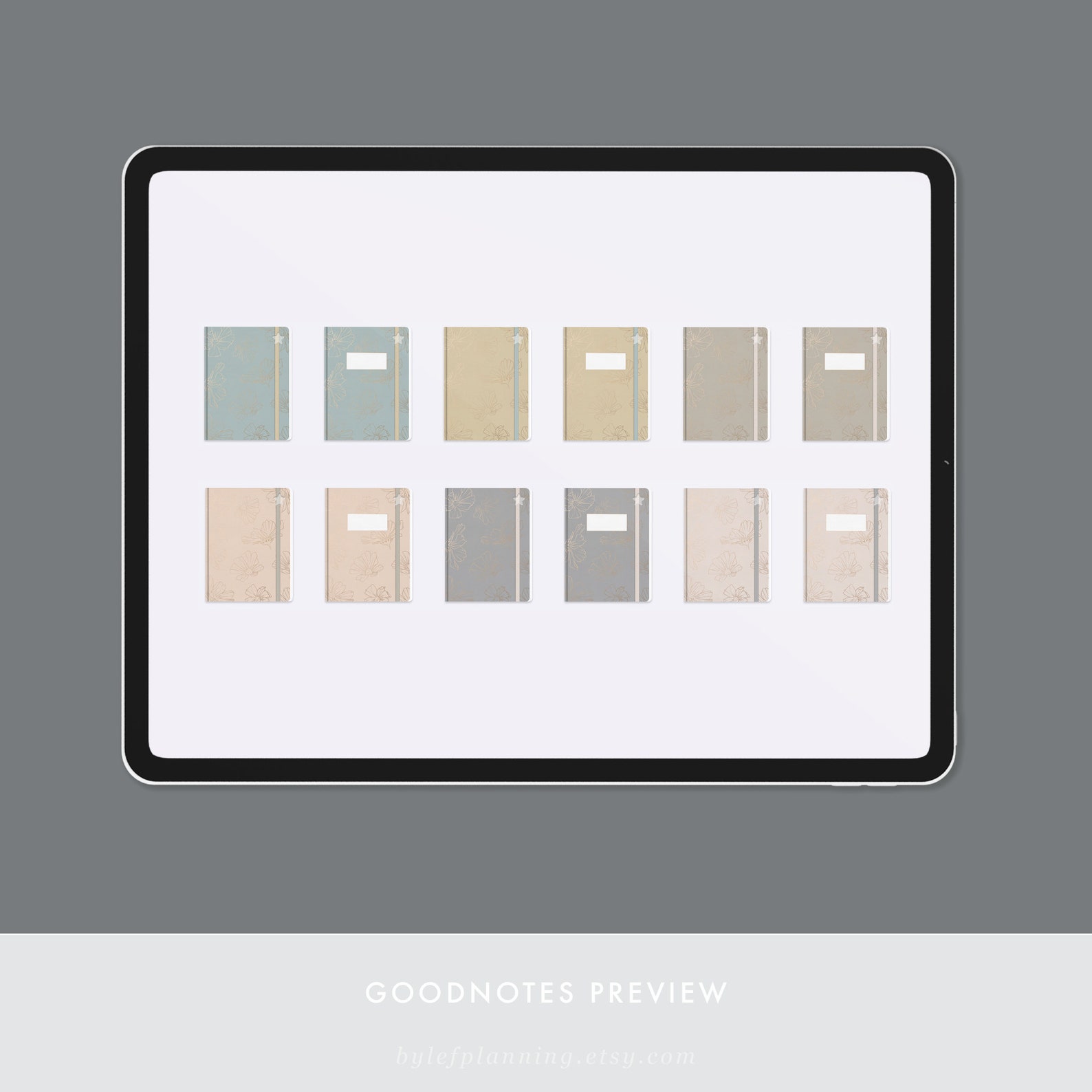Digital Notebook Cover Flowers Elastic Rose Gold Foil 6 Colours ...