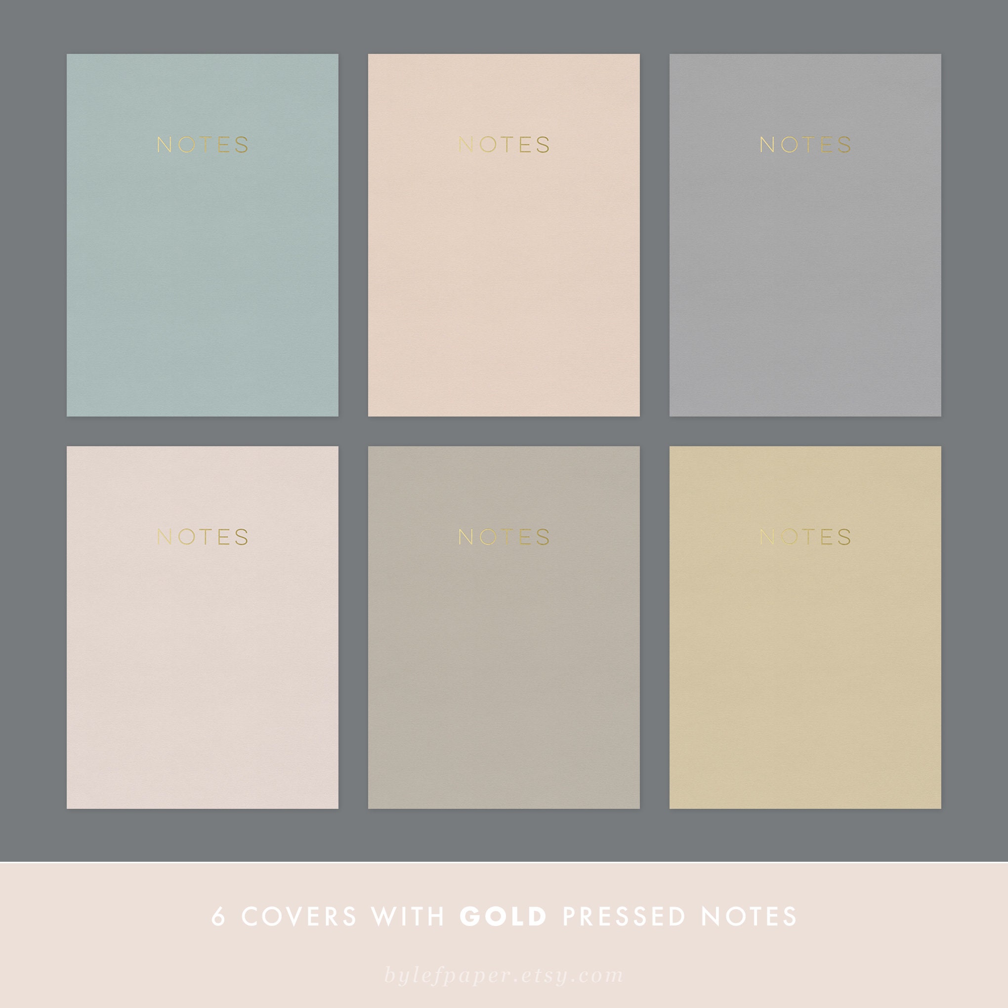 Digital Notebook Cover in 6 Colours | Goodnotes Covers | Gold and ...