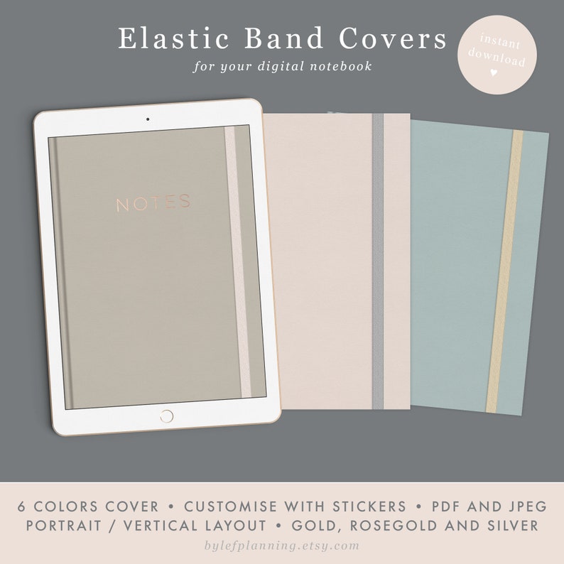 Digital Notebook Cover Elastic Band in 6 Colours | Goodnotes Cover ...