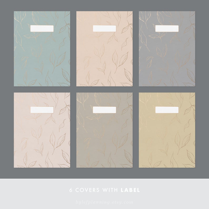 Floral Digital Notebook Cover Rose Gold Foil 6 Colours | Goodnotes ...