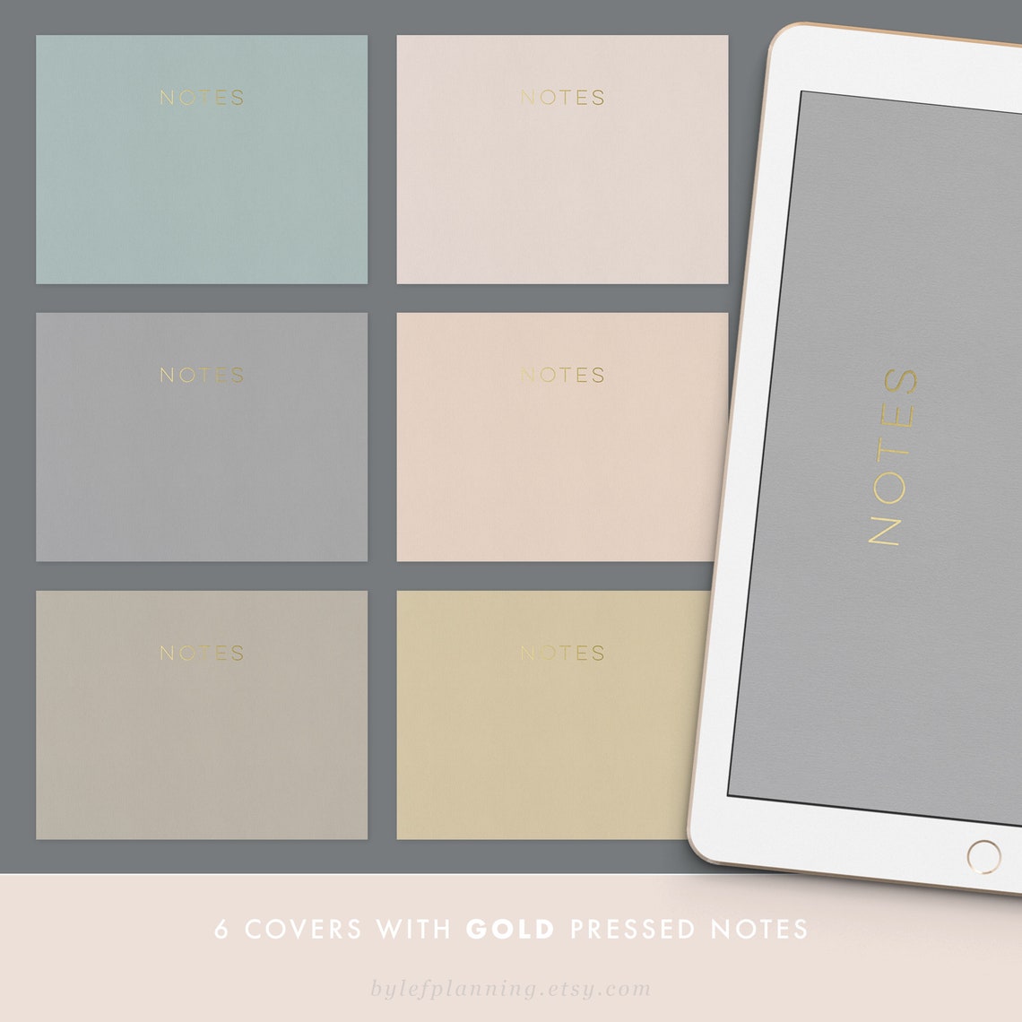 Digital Notebook Cover in 6 Colours | Landscape Goodnotes Covers | Gold ...