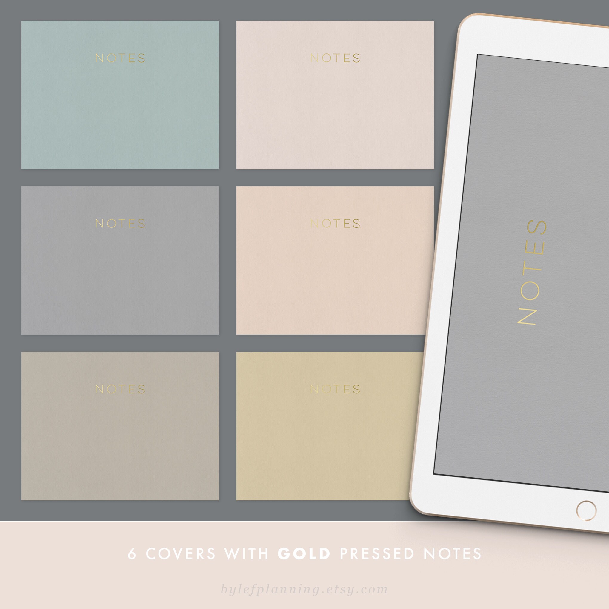 Digital Notebook Cover in 6 Colours | Landscape Goodnotes Covers | Gold ...