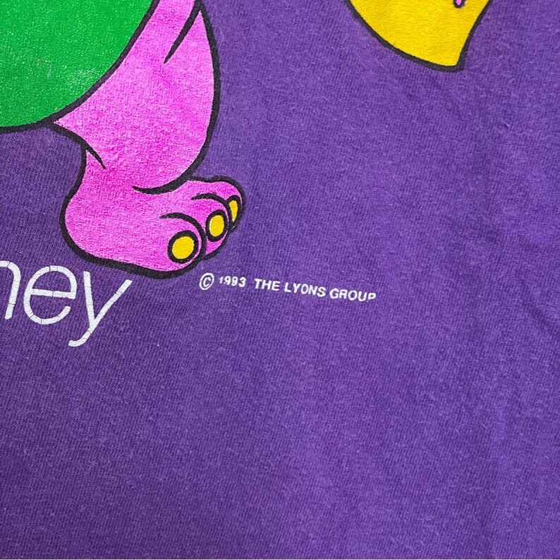 Vintage 1993 Barney Magic Happens the Dinosaur T Shirt Single Stitch ...