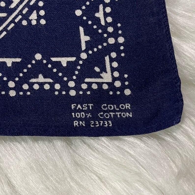 Vintage Fast Color Navy Blue Polka Dot Bandana - Etsy