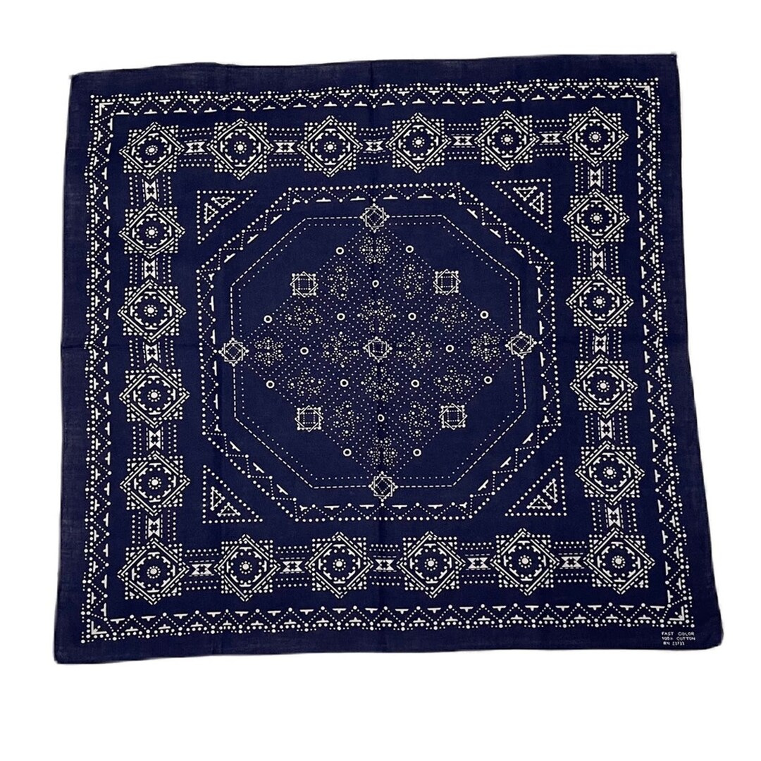 Vintage Fast Color Navy Blue Polka Dot Bandana - Etsy