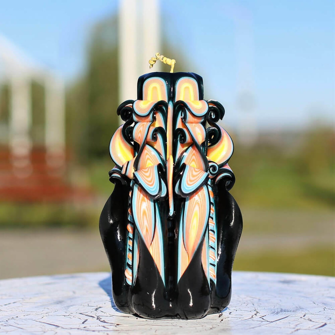 Black Carved Unity Candle-hand Decorative Pillar - Etsy