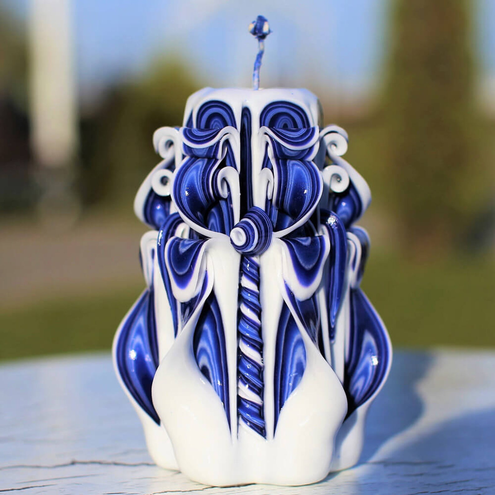 Decorative Carved Candles Blue,carved Candles Mothers Day Gift,mom ...