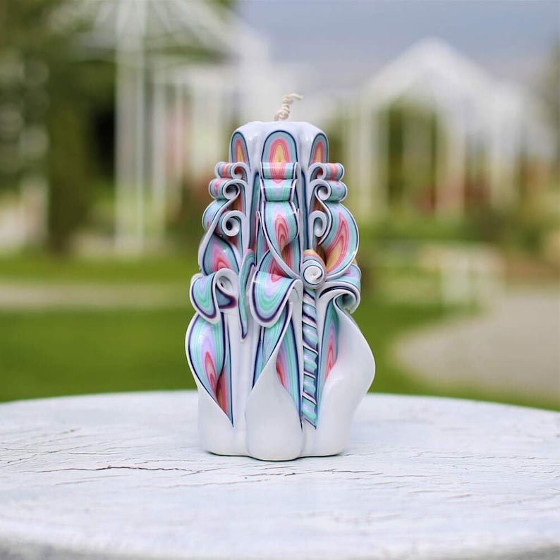 Rainbow Carved Unity Candle-hand Carved Pillar - Etsy