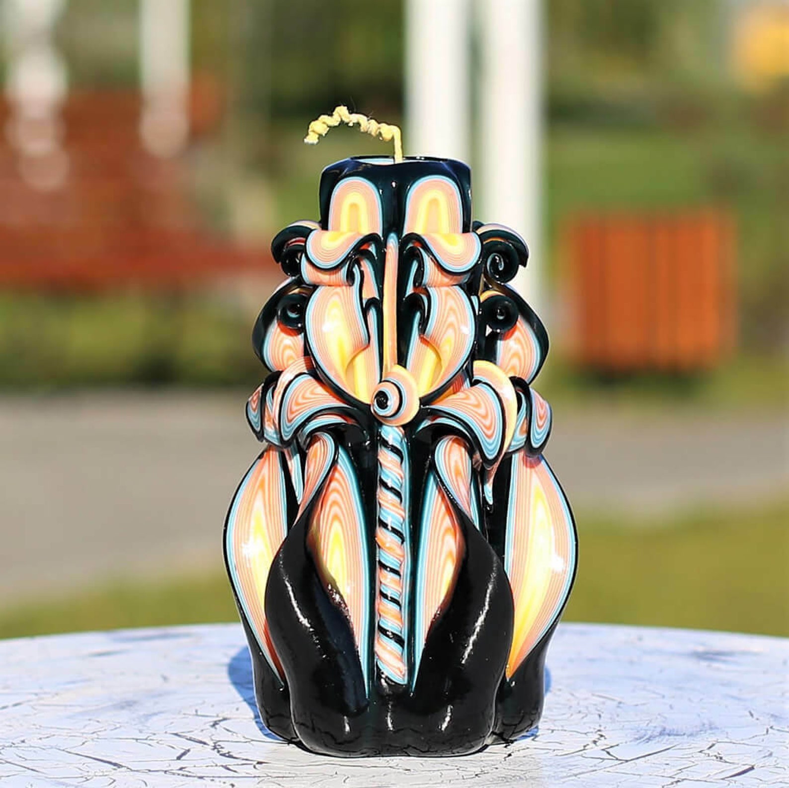 Black Carved Unity Candle-hand Decorative Pillar - Etsy