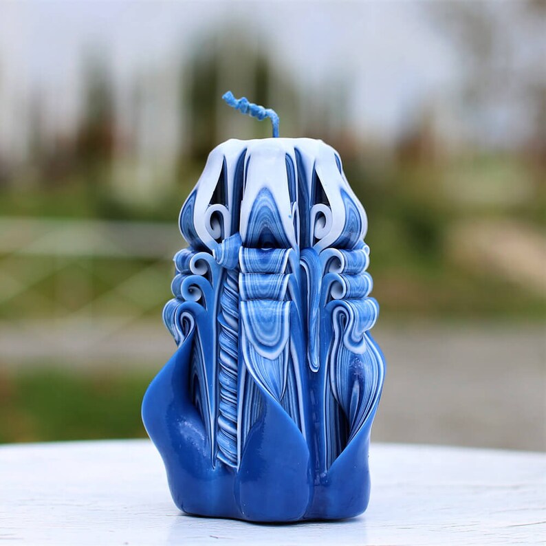 Christmas Original Blue Candles,decorative Hand Carved for Mom,jewelry ...
