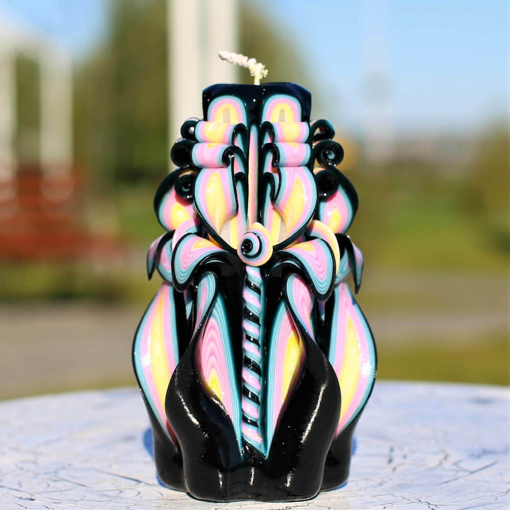 Hand Carved Candle Black, Carved Candles Mothers Day Gifts, Christmas ...
