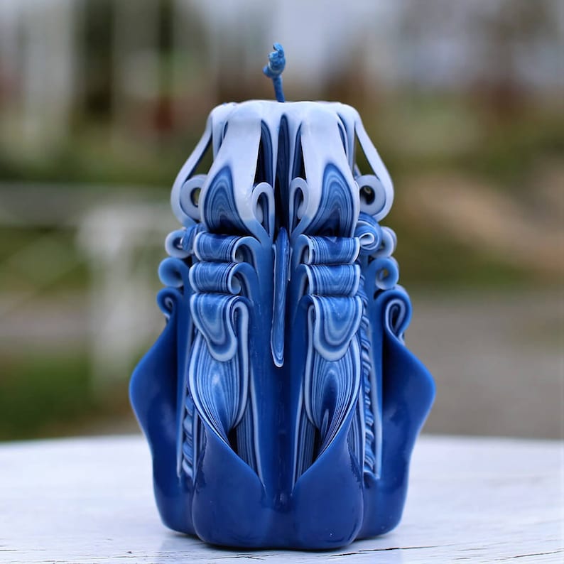 Christmas Original Blue Candles,decorative Hand Carved for Mom,jewelry ...