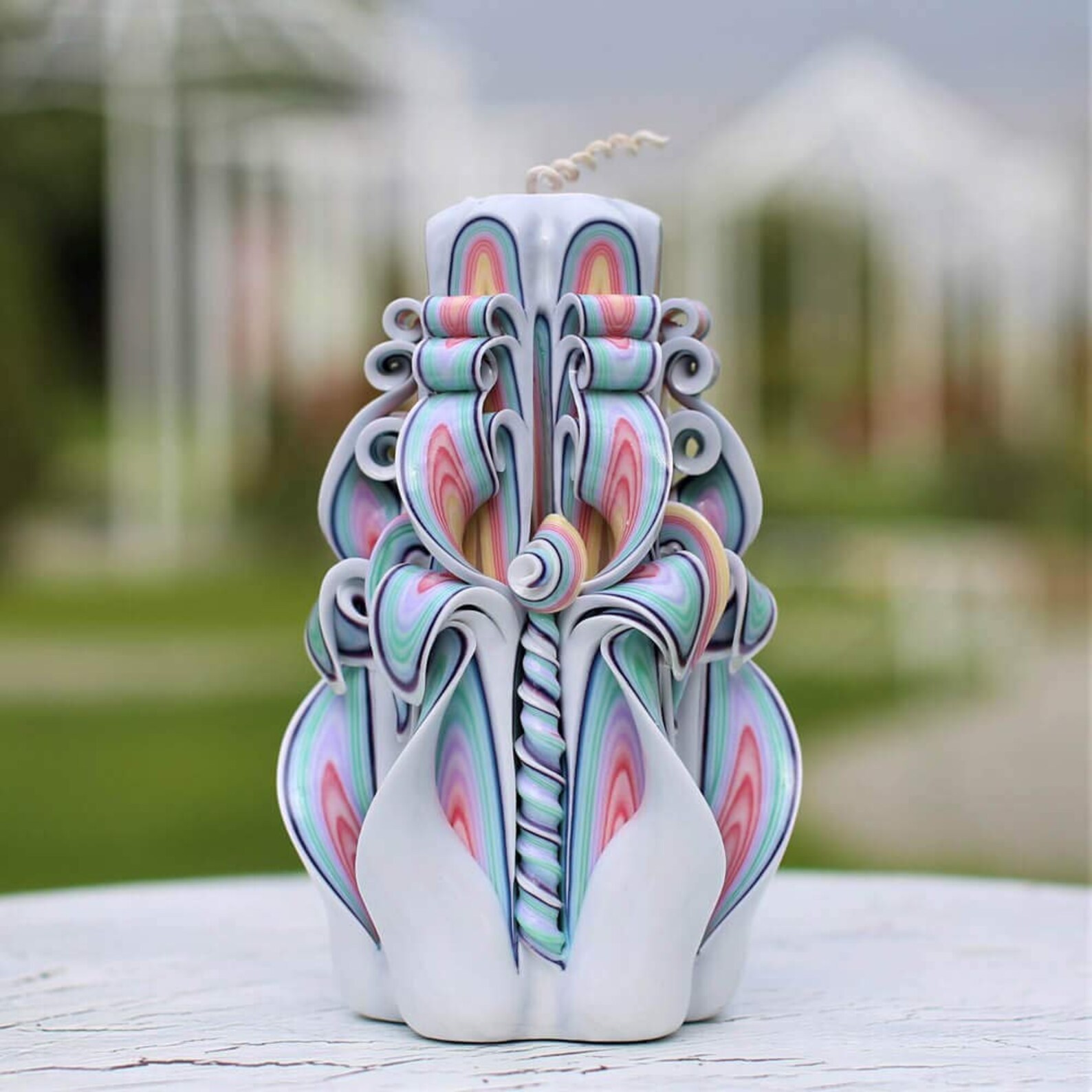 Rainbow Carved Unity Candle-hand Carved Pillar - Etsy