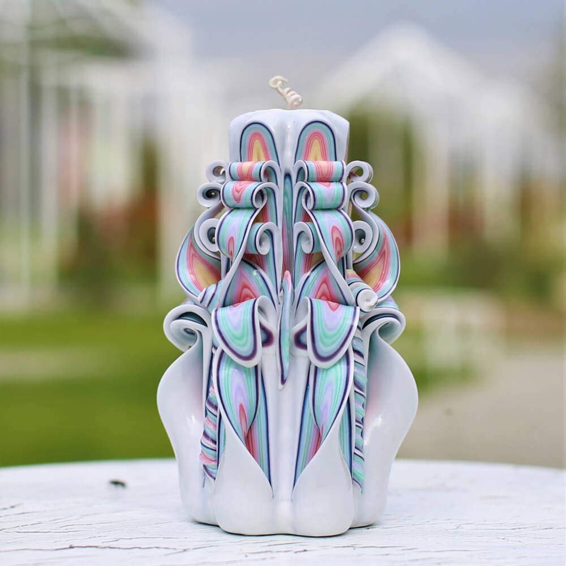 Rainbow Carved Unity Candle-hand Carved Pillar - Etsy