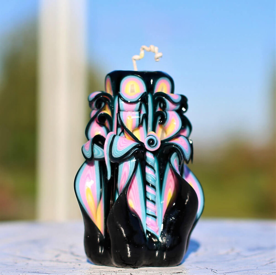 Black Carved Unity Candle 5''-carved Candles Mothers Day Gift-hand ...