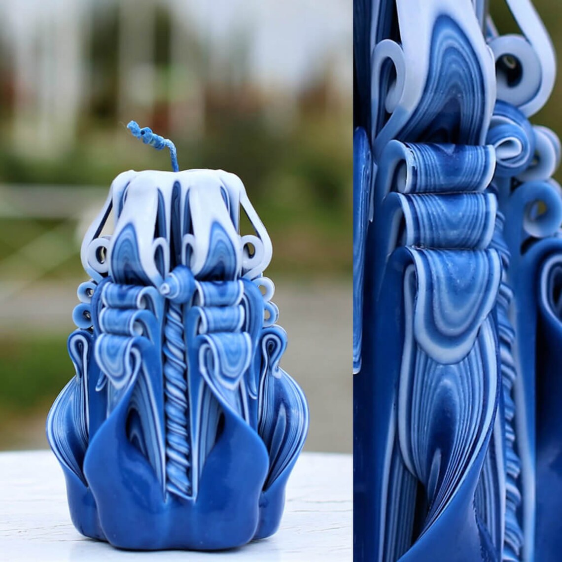 Christmas Original Blue Candles,decorative Hand Carved for Mom,jewelry ...