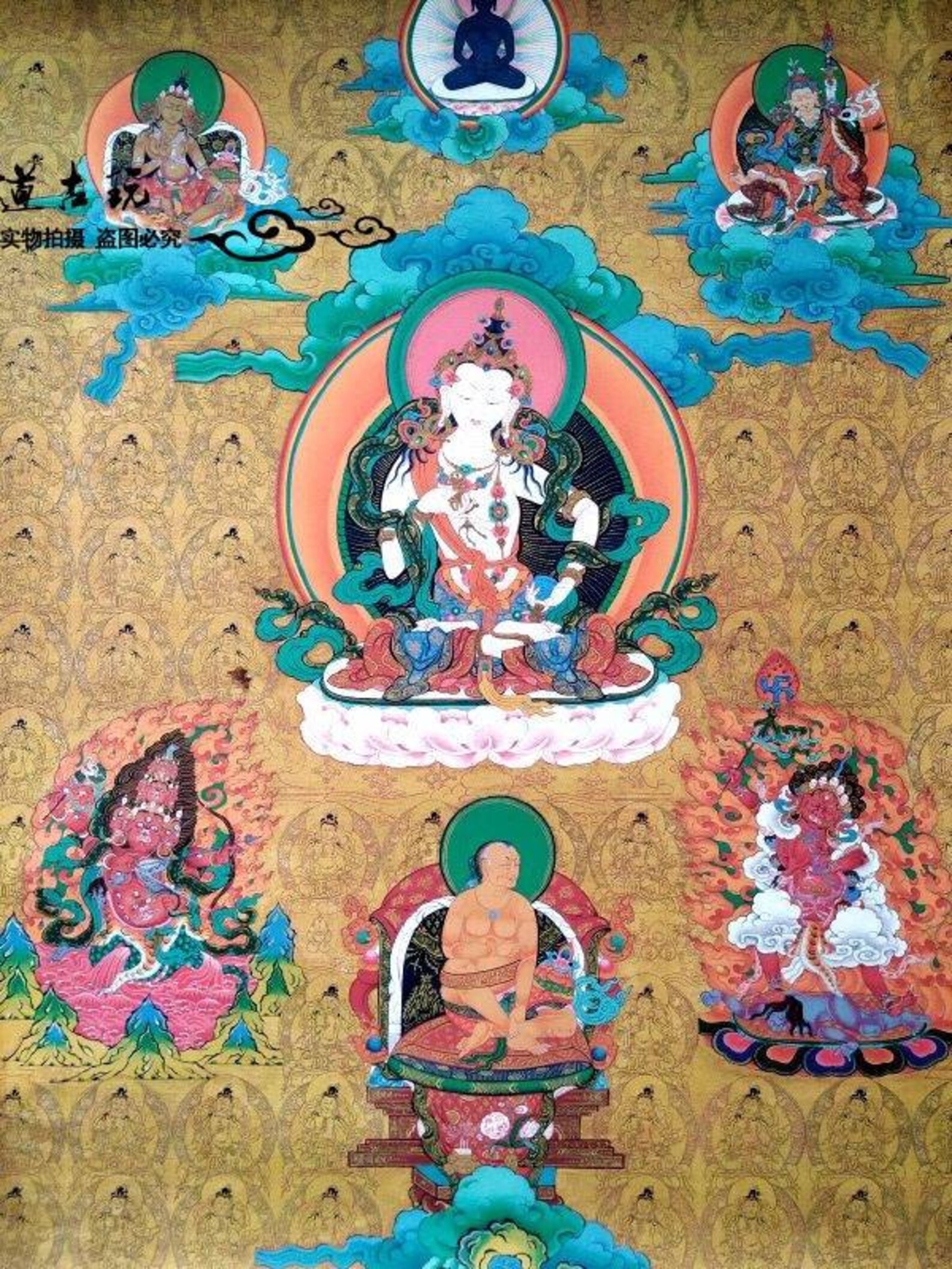 Rare Antique Tibetan Buddhism Buddhist Thangka,painted Color Thread ...