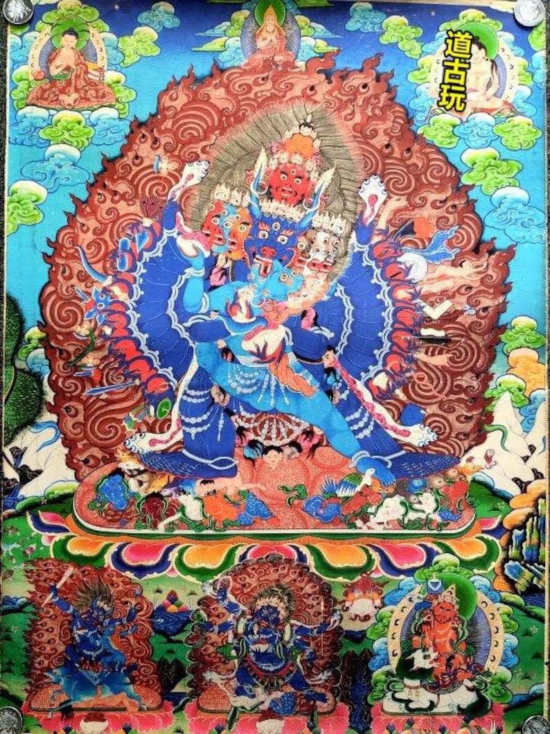Rare Antique Tibetan Buddhism Buddhist Thangka,painted Color Thread ...
