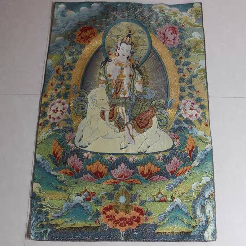 Rare Antique Tibetan Thangka: Hand Embroidered Bodhisattva - Etsy