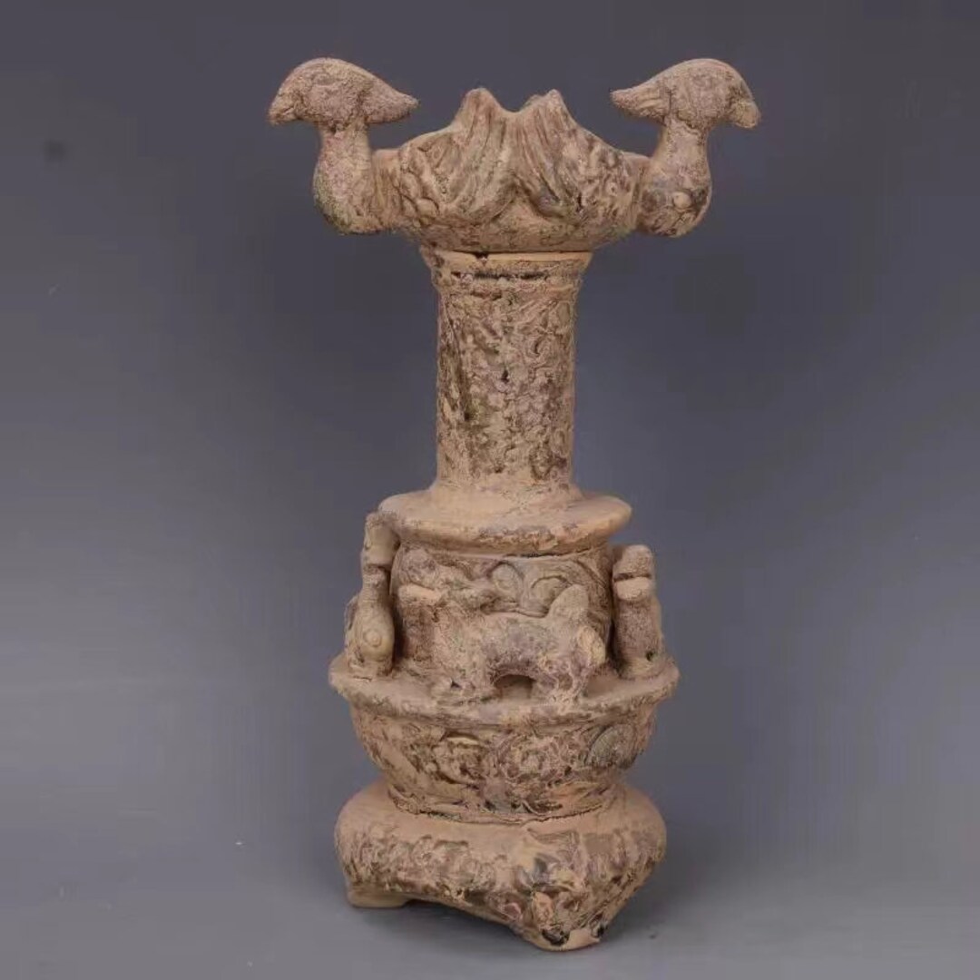 Antique Chinese Yue Ware Celadon Oil Lamp: Song Dynasty Phoenix Statue ...