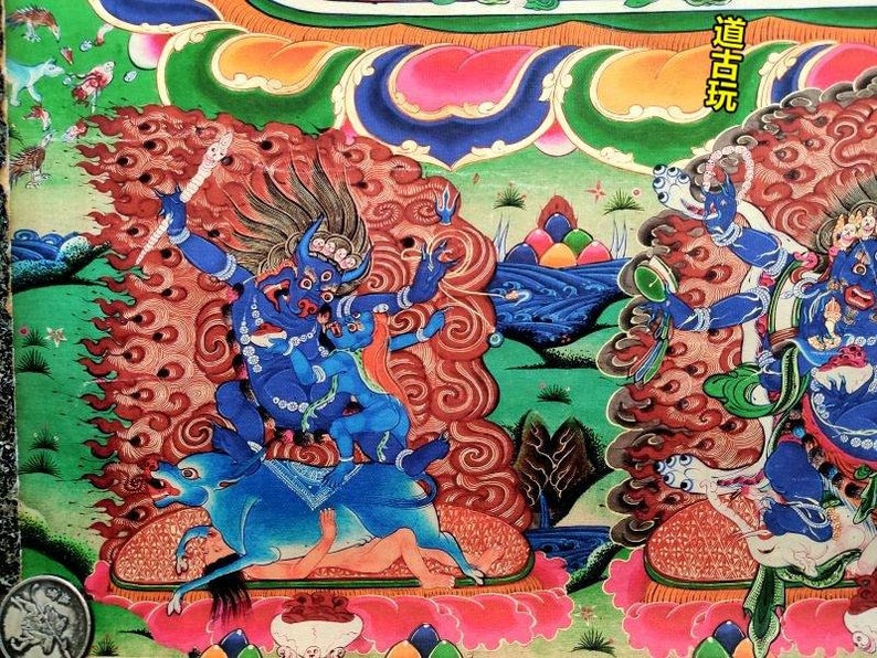 Rare Antique Tibetan Buddhism Buddhist Thangka,painted Color Thread ...